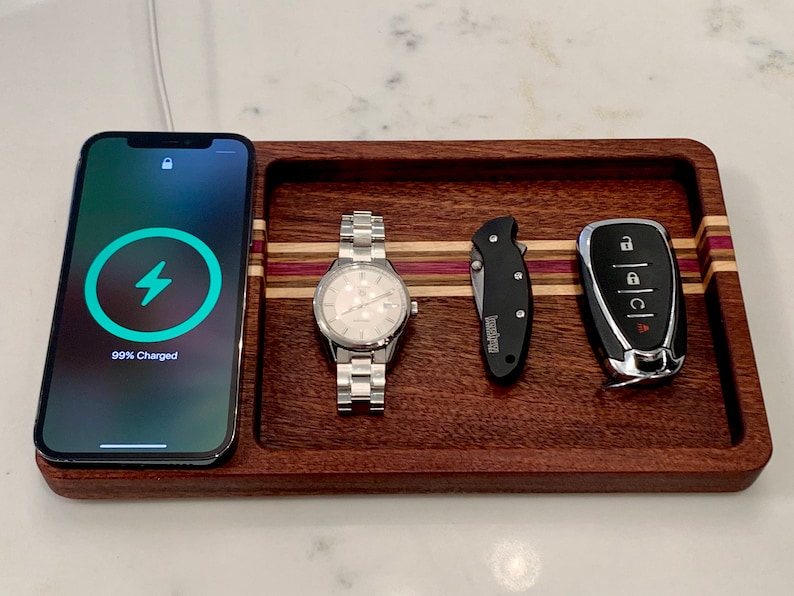 IPhone Magsafe Charger Tray - Hardwood Stand and Valet Catchall Tray ...