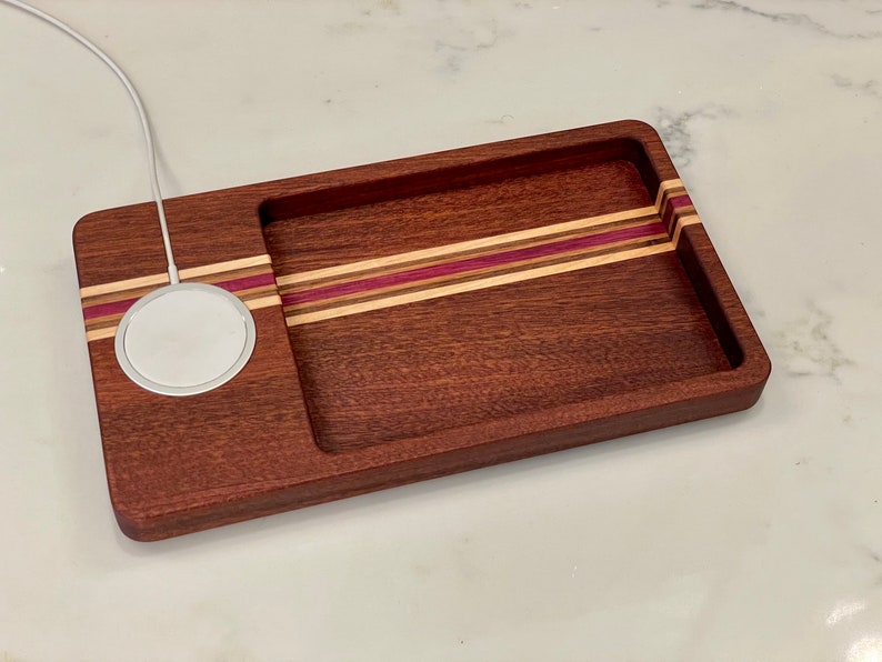 IPhone Magsafe Charger Tray - Hardwood Stand and Valet Catchall Tray ...
