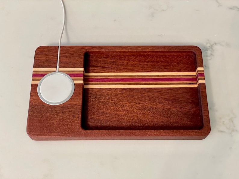 IPhone Magsafe Charger Tray - Hardwood Stand and Valet Catchall Tray ...