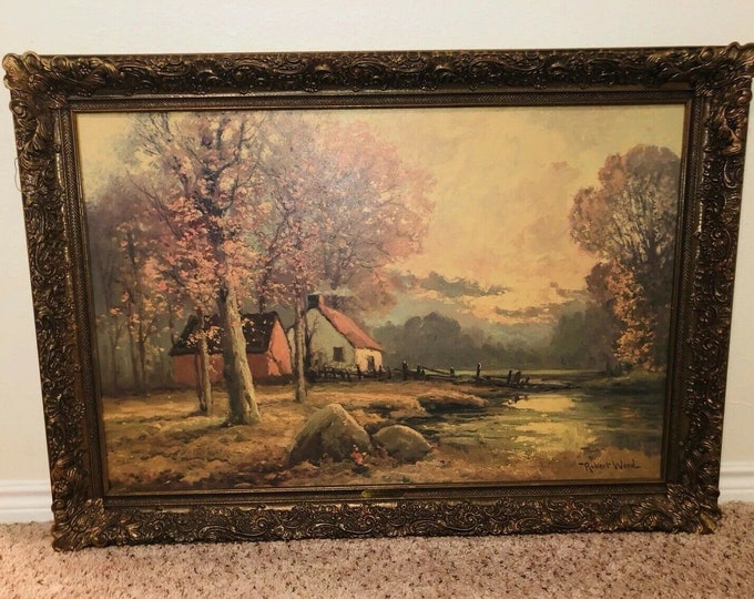Robert Wood English Countryside Print, Framed Vintage Artwork, Large ...