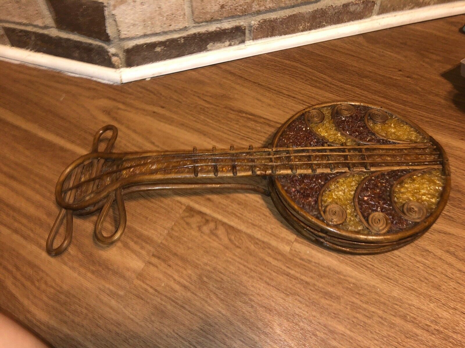 Vintage Handmade Hand Blown Stained Glass Wood Wall Decor Musical ...