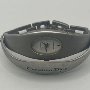 Rare Vtg CHRISTIAN DIOR Ladies Flip Wrist Watch Swiss Matte Steel ...