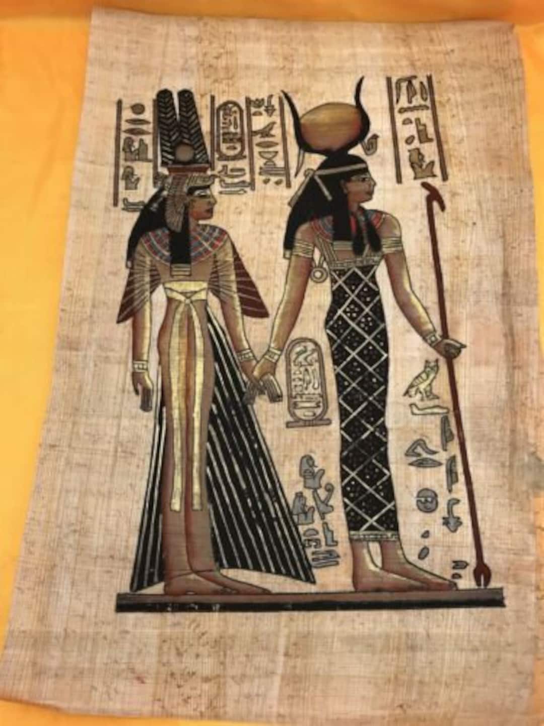 Egyptian Papyrus Hand Painted Hieroglyphics Ancient Art Horus Amen-ra ...