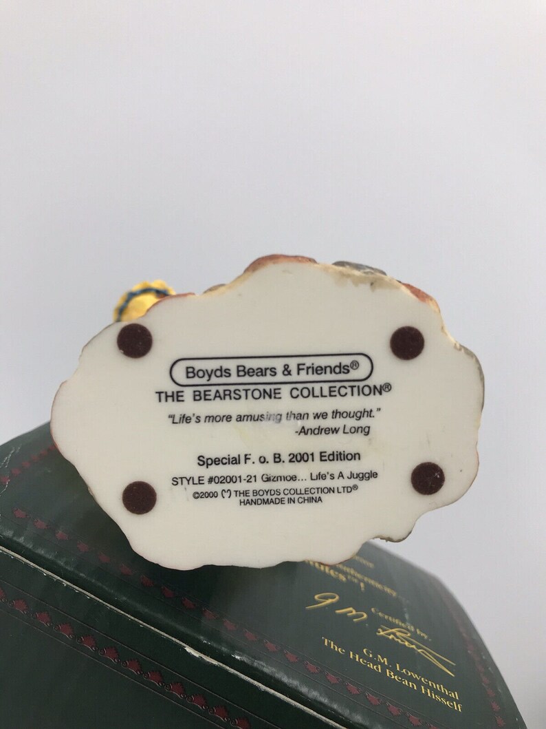 2001 Boyds Bears & Friends Bearstone Gizmoe Clown Lifes A Juggle ...