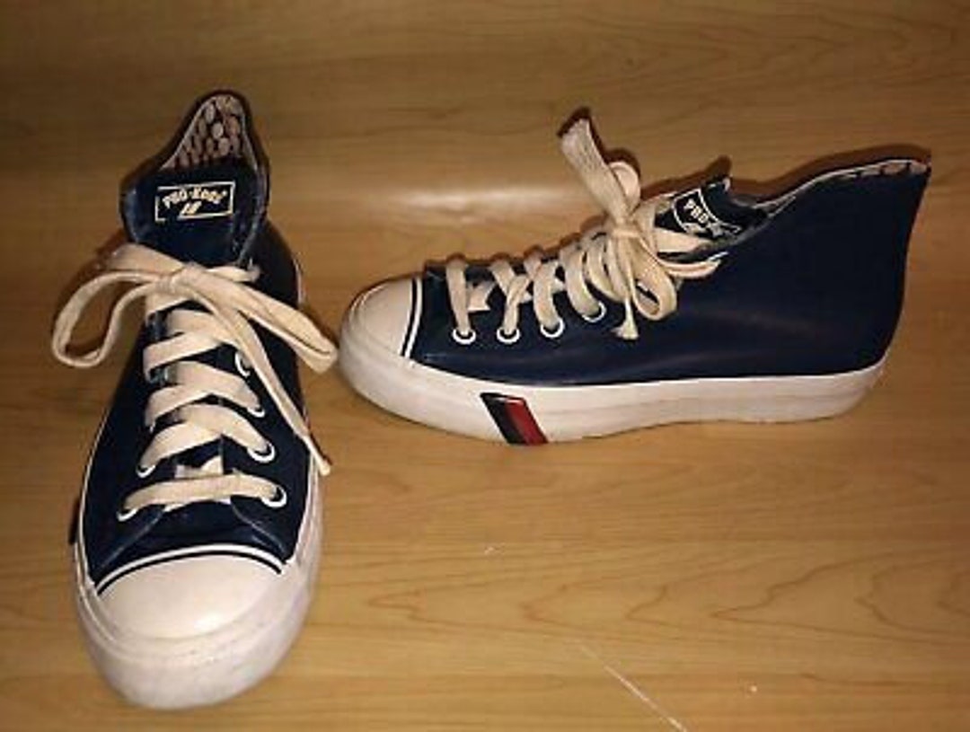 True Vintage 1970s Pro-keds Navy Blue PVC High Top USA Sz 7.5 Mens 9.5 ...
