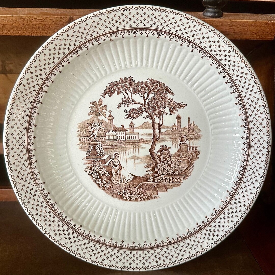 Vintage/antique Wm. Adams & Sons “du Barry” Brown Transferware Dinner ...