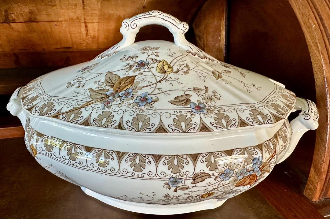 Antique C.1890s Alfred Meakin Parisian Granite “rosaline” Soup Tureen W ...