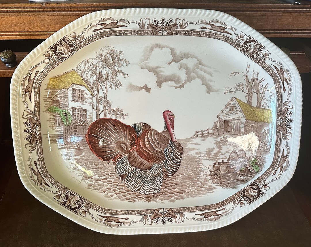 Vintage Johnson Bros. barnyard King Thanksgiving Turkey Polychrome ...
