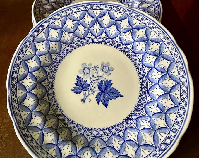 Set of 6 Vintage Spode “geranium” Blue Transferware Bread/dessert ...