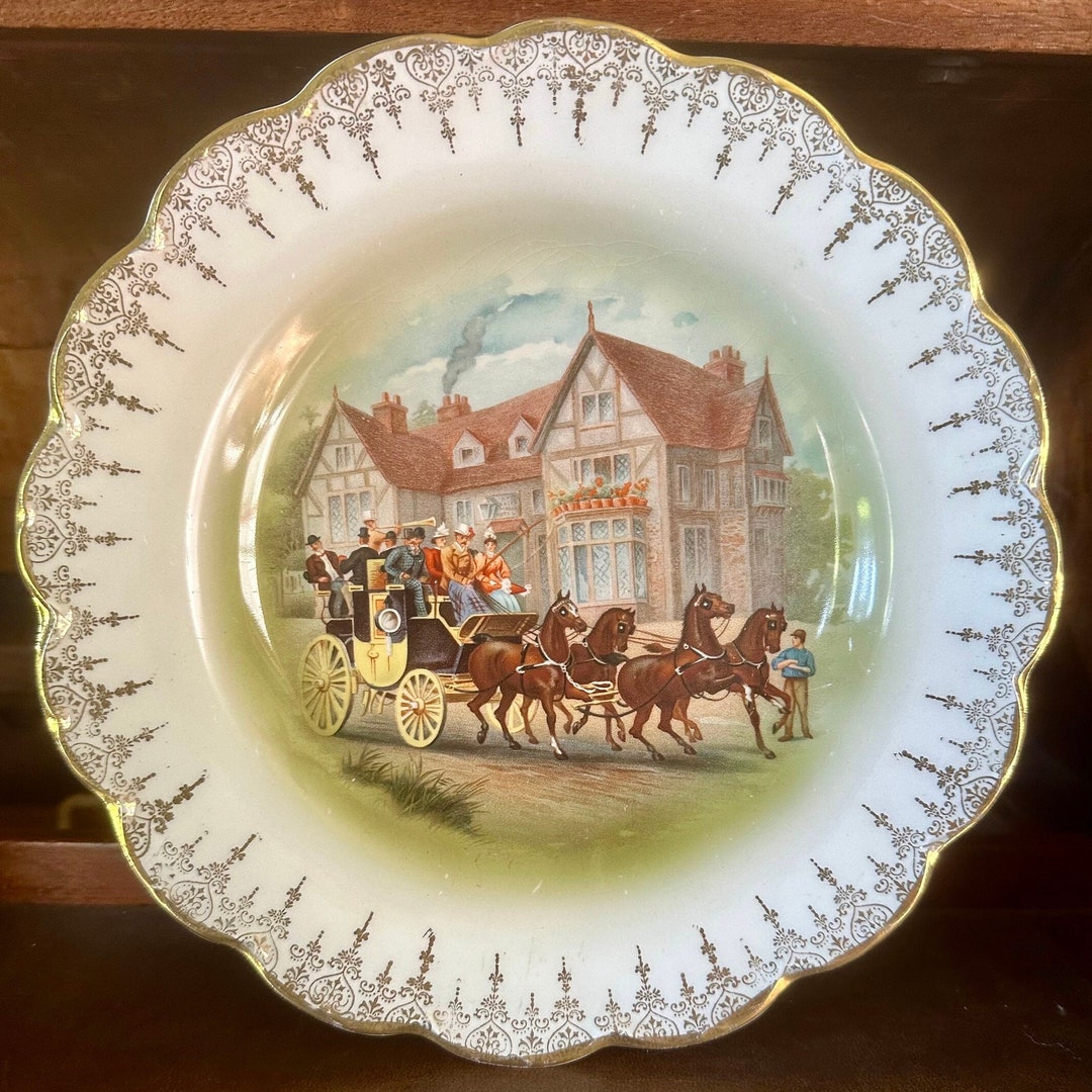 Vintage Johnson Bros. Tatler Horse-drawn Carriage Polychrome Luncheon ...