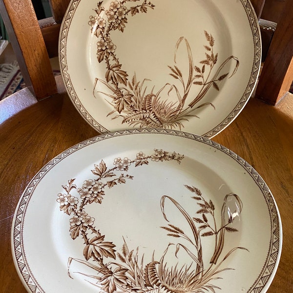 Aesthetic Movement Brown Transferware Plates - Etsy
