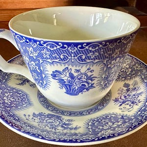 Spode “festival” Thanksgiving Blue Transferware Teacup & Saucer Set - Etsy