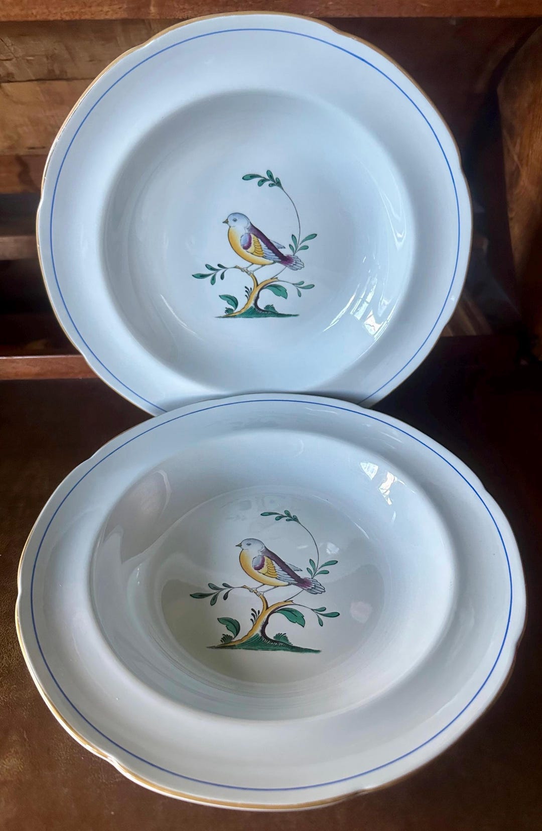 Set of 2 Vintage Spode “queen’s Bird” Wide-rim Soup Bowls - Etsy