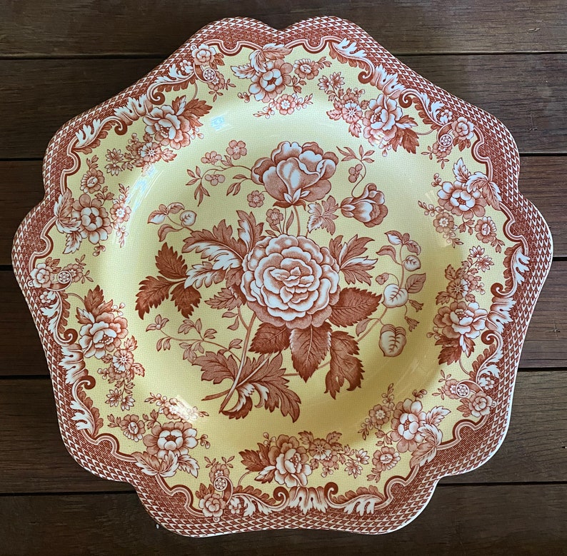 Spode Archive Collection “british Flowers - Rosa” Red & Yellow Luncheon ...
