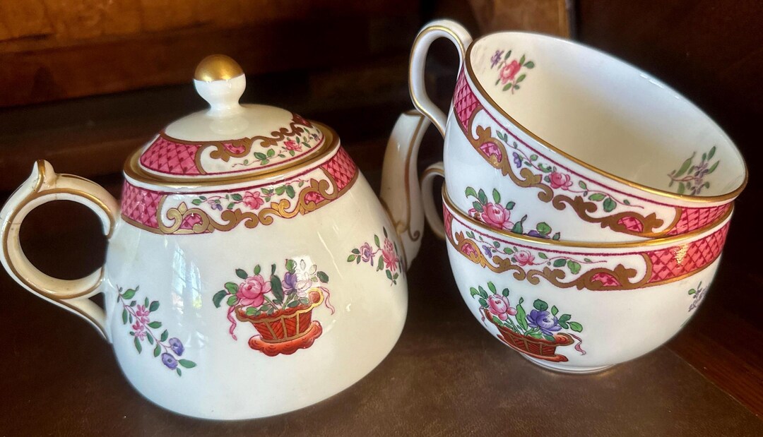 Antique Copeland Spode Pattern #C1876 Floral Teapot With Large Cups ...