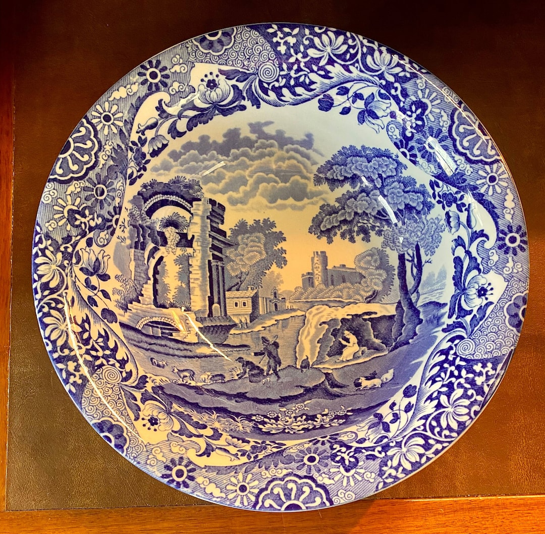 1936 Copeland spodes Italian Blue Transferware Serving Bowl - Etsy
