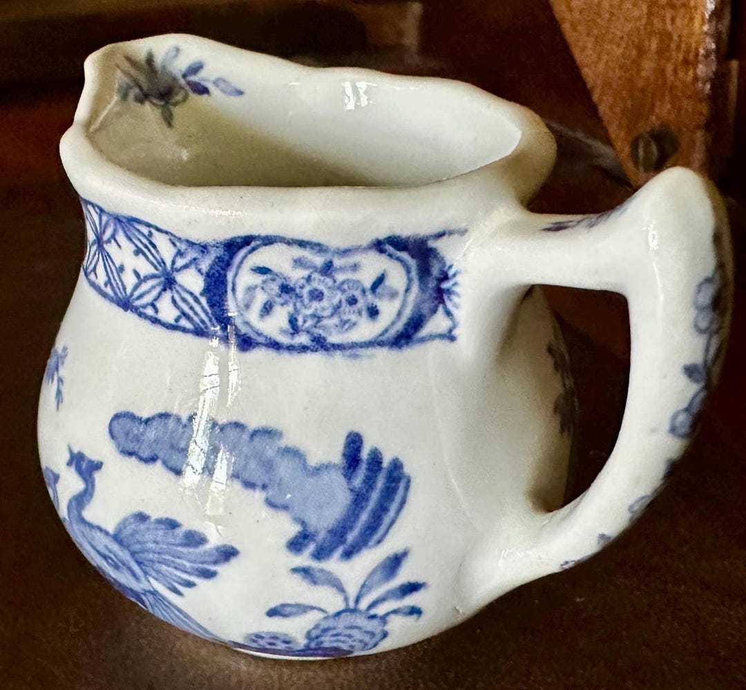 Vintage Furnivals “old Chelsea” Blue Transferware Creamer Jug - Etsy