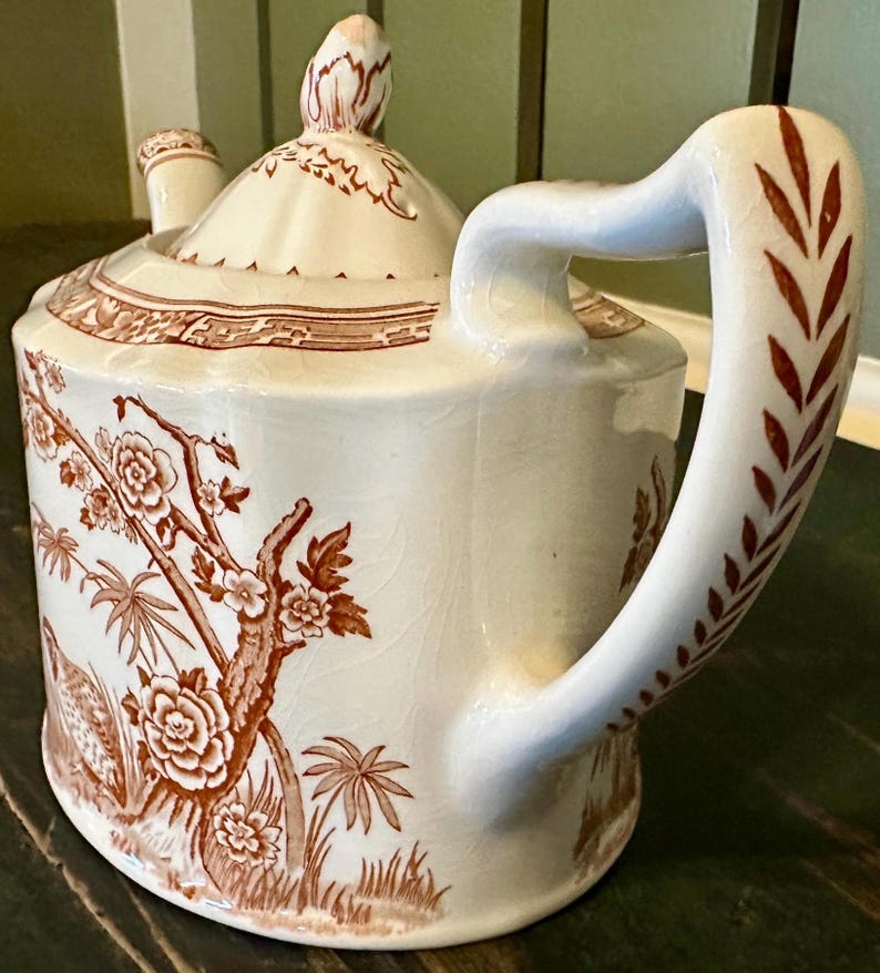 Vintage Furnival’s “quail” Brown Transferware Teapot W/ Lid - Etsy