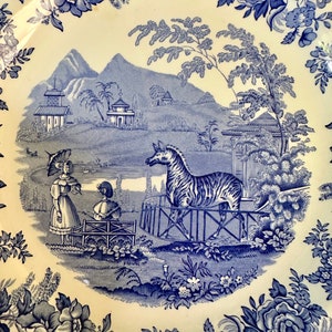 Spode Blue Room Collection the Zebra Pen Blue Transferware Dinner Plate ...
