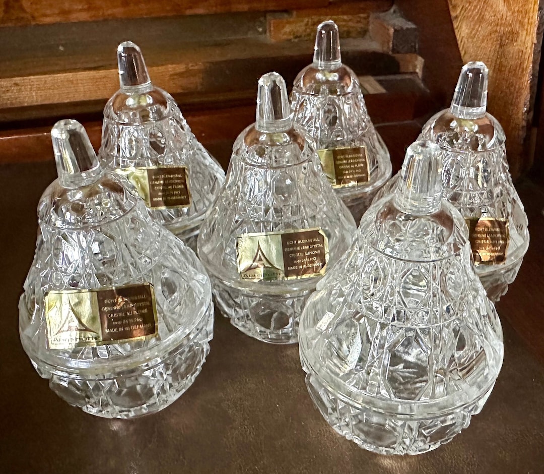 Rare Set of 6 Vintage Annahutte West Germany Pear-shaped Lead Crystal ...