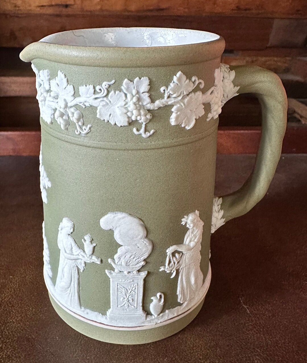 Vintage Wedgwood Green & White Jasperware 4 Jug - Etsy