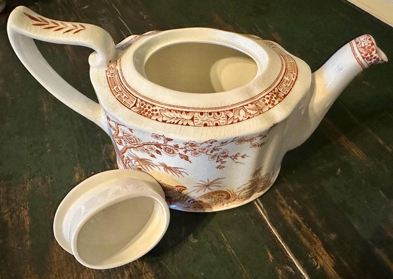 Vintage Furnival’s “quail” Brown Transferware Teapot W/ Lid - Etsy