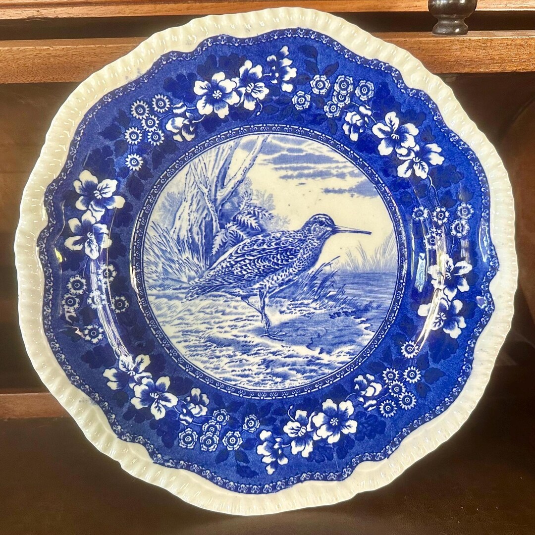 Antique 1901 W.T. Copeland & Sons spodes Game Birds Woodcock Blue/white ...