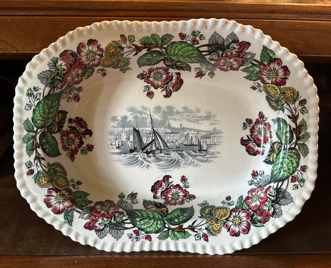 1926 Copeland Spode “old Salem” Oven-to-table Vegetable Serving Dish - Etsy