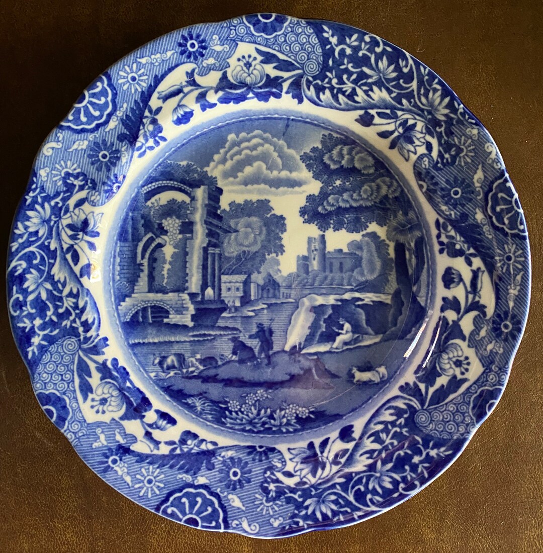 1936 Copeland “spode’s Italian” Blue Transferware Salad Plate - Etsy