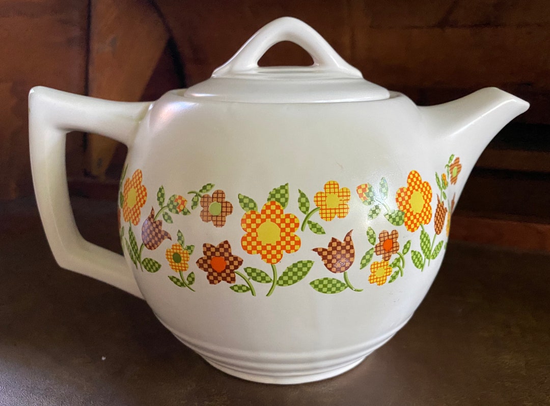 Vintage 1970s Mccoy Pottery Gingham Plaid Floral Teapot - Etsy