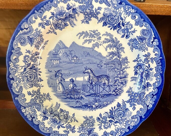Spode Blue Room Collection “the Zebra Pen” Blue Transferware Dinner ...