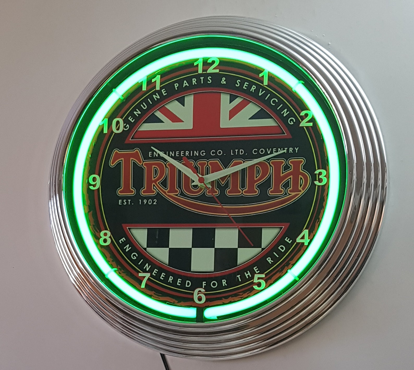 Wall Clock TRIUMPH ENGINEERING 38 cm Wall Clock Illuminated | Etsy