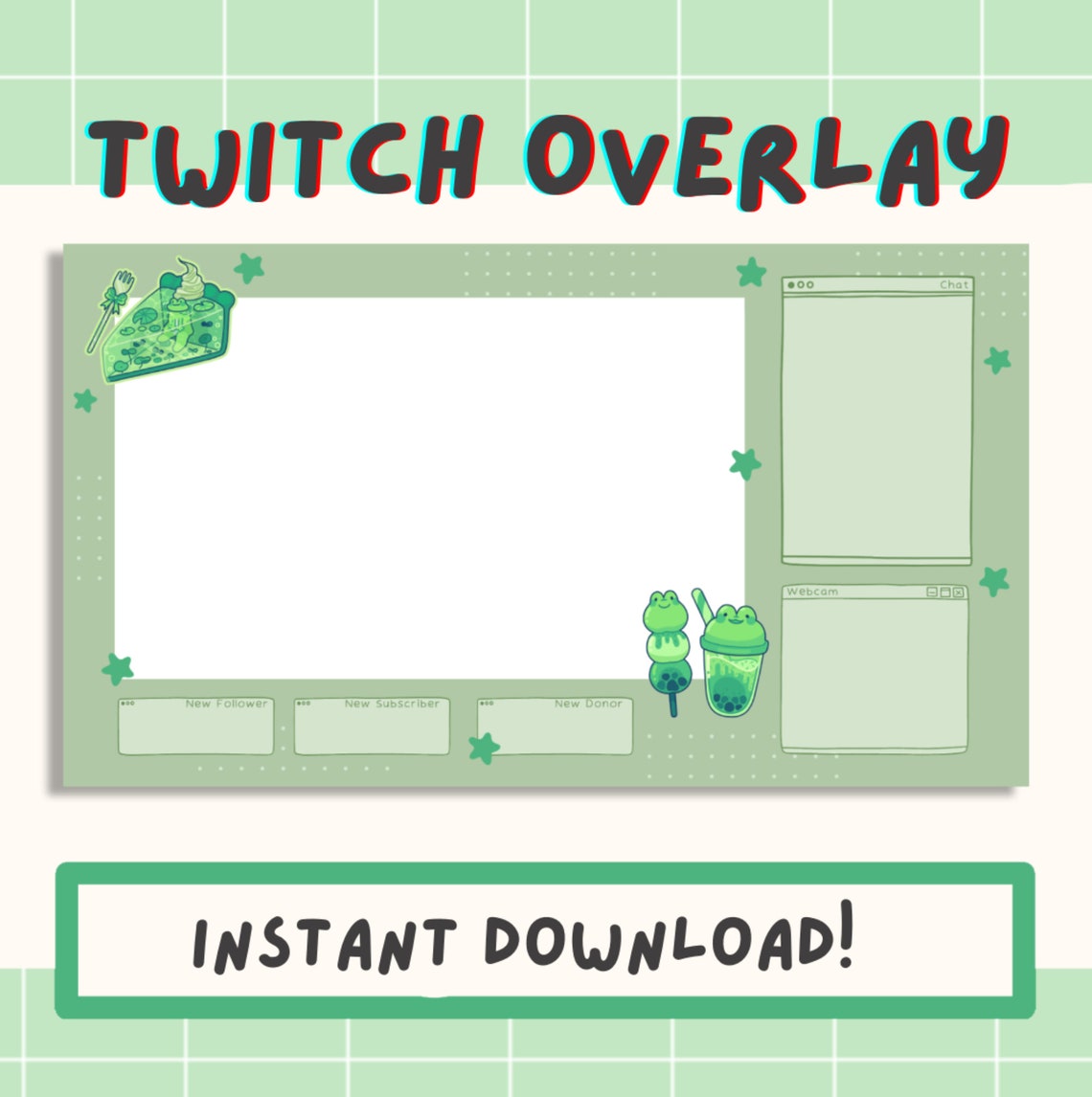 Froggy Twitch Overlay // Kawaii Stream Overlay Comfy Lo-fi - Etsy