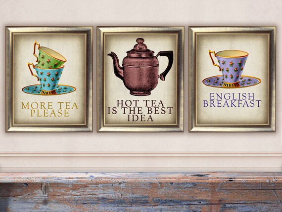 PRINTABLE Tea Time Print SET of 3 Printable Tea Art Tea Cup - Etsy