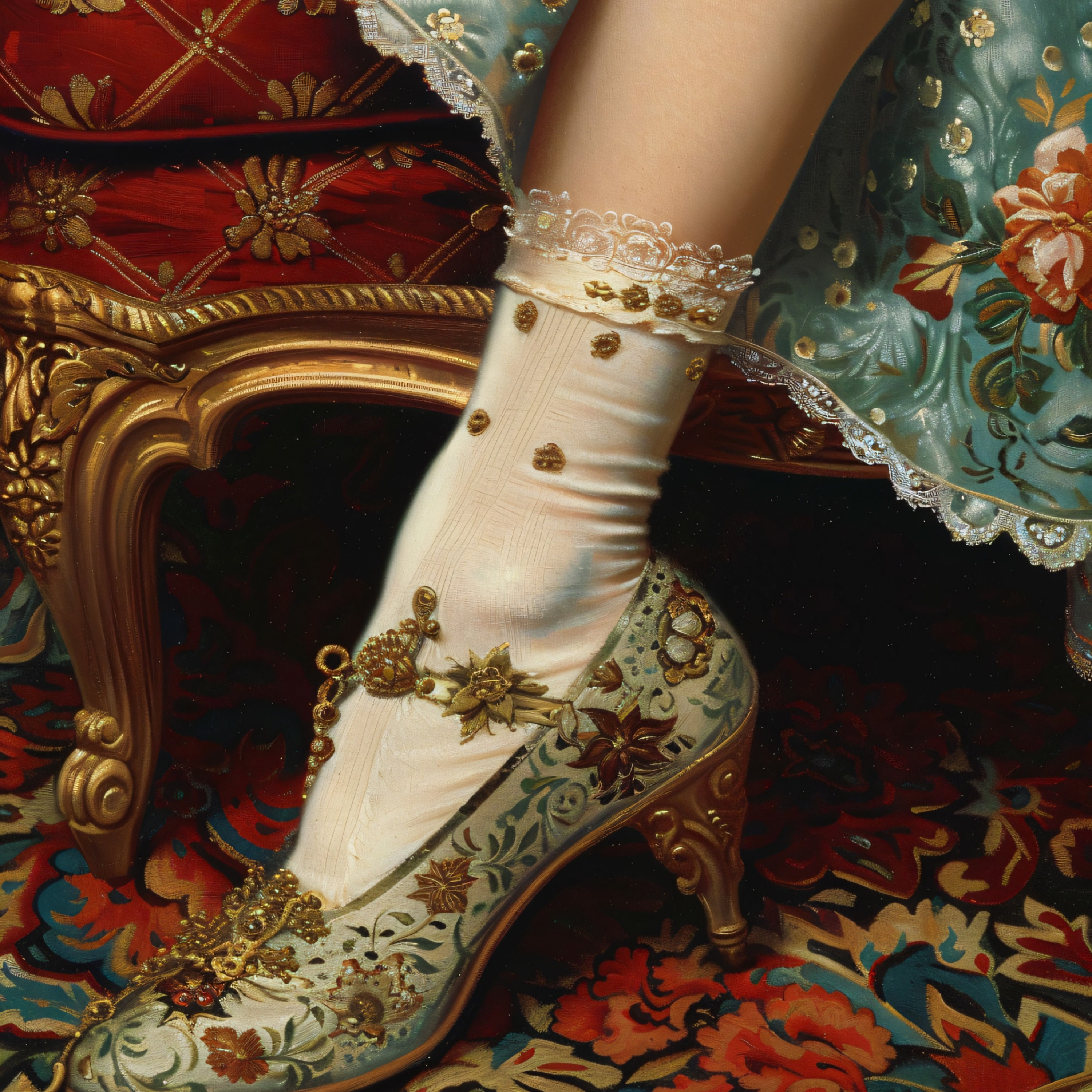 Baroque Painting, Printable Vintage Altered Art of a Woman Shoe ...