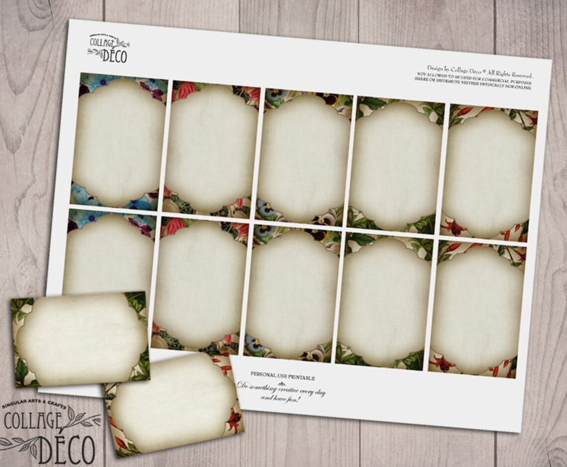 PRINTABLE Botanical Flowers Blank Labels Set, 3x2 Inch Each, Vintage ...