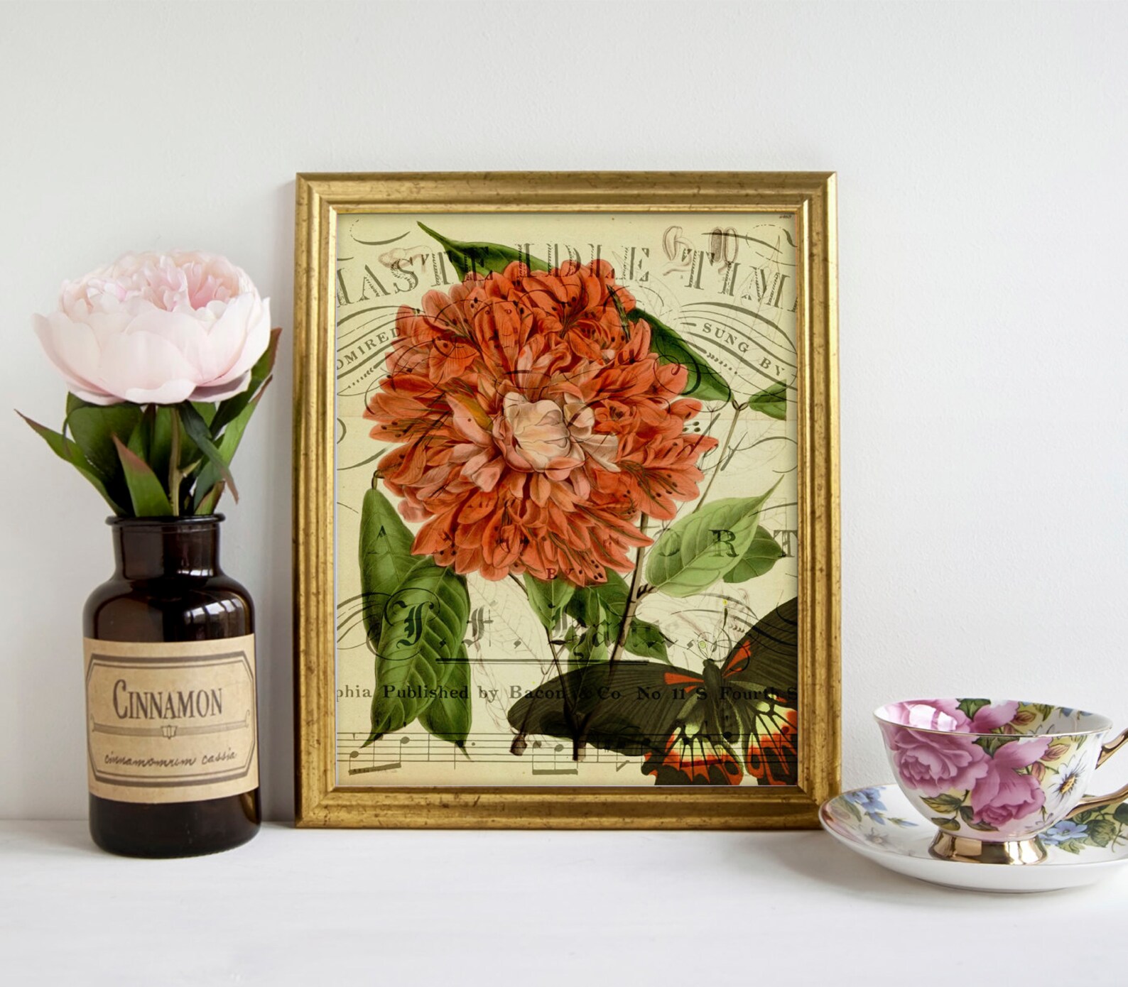 SET OF 2 Botanical Flower Collage Prints Flowers and | Etsy