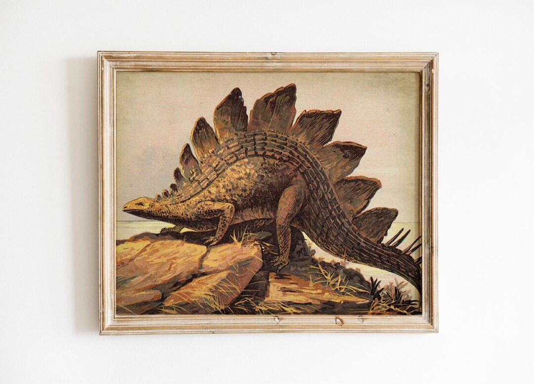 Dinosaur Stegosaurus Print, PRINTABLE Prehistoric Animal, Vintage ...