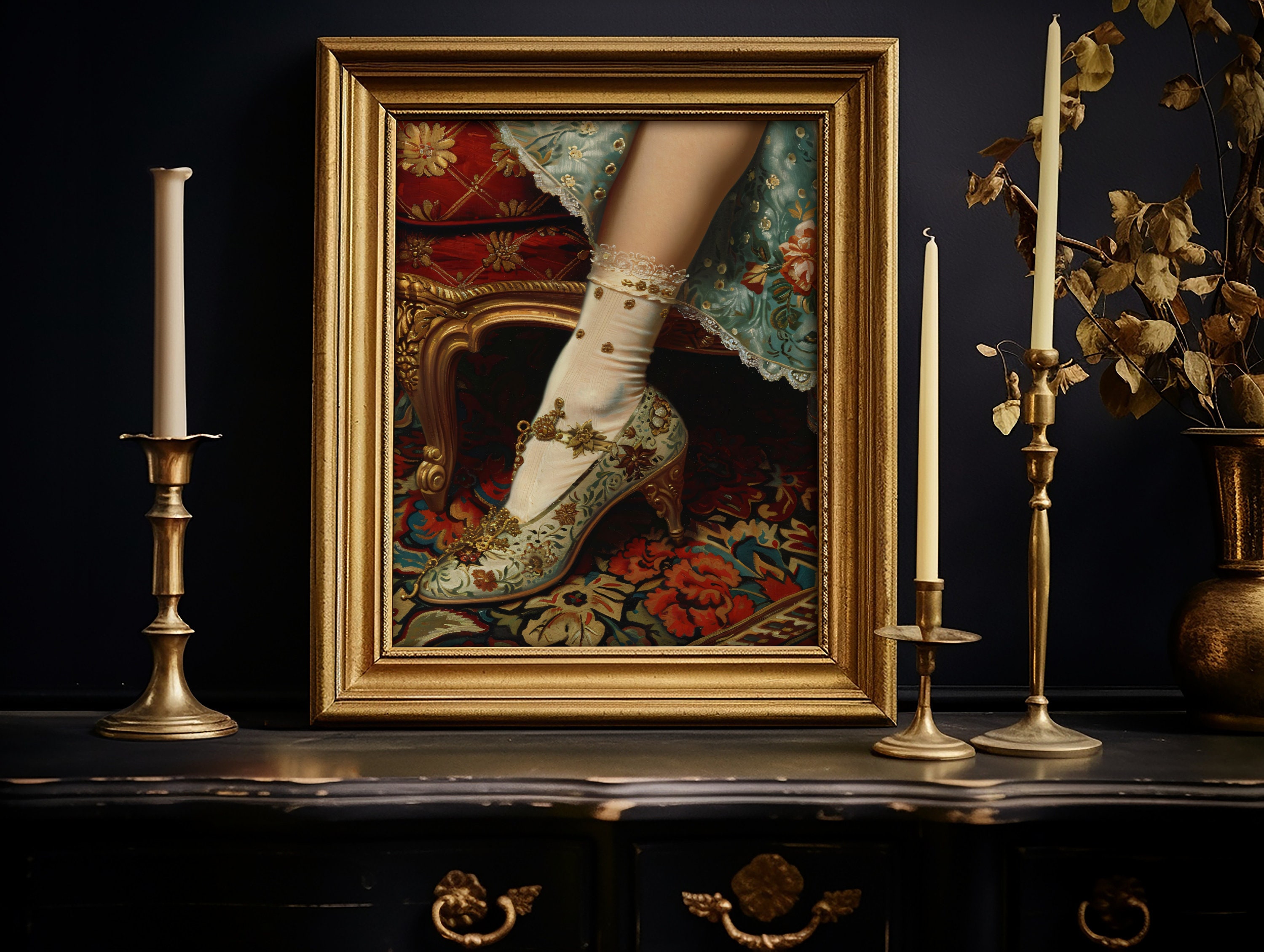 Baroque Painting, Printable Vintage Altered Art of a Woman Shoe ...