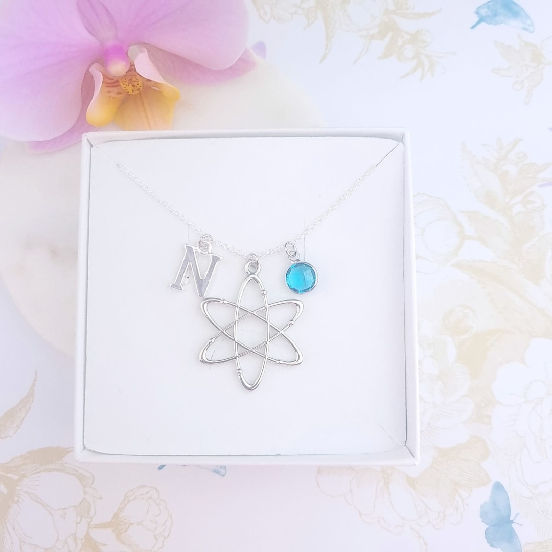 Personalised Atom Necklace, Science Jewellery Gift, Atom Pendant ...