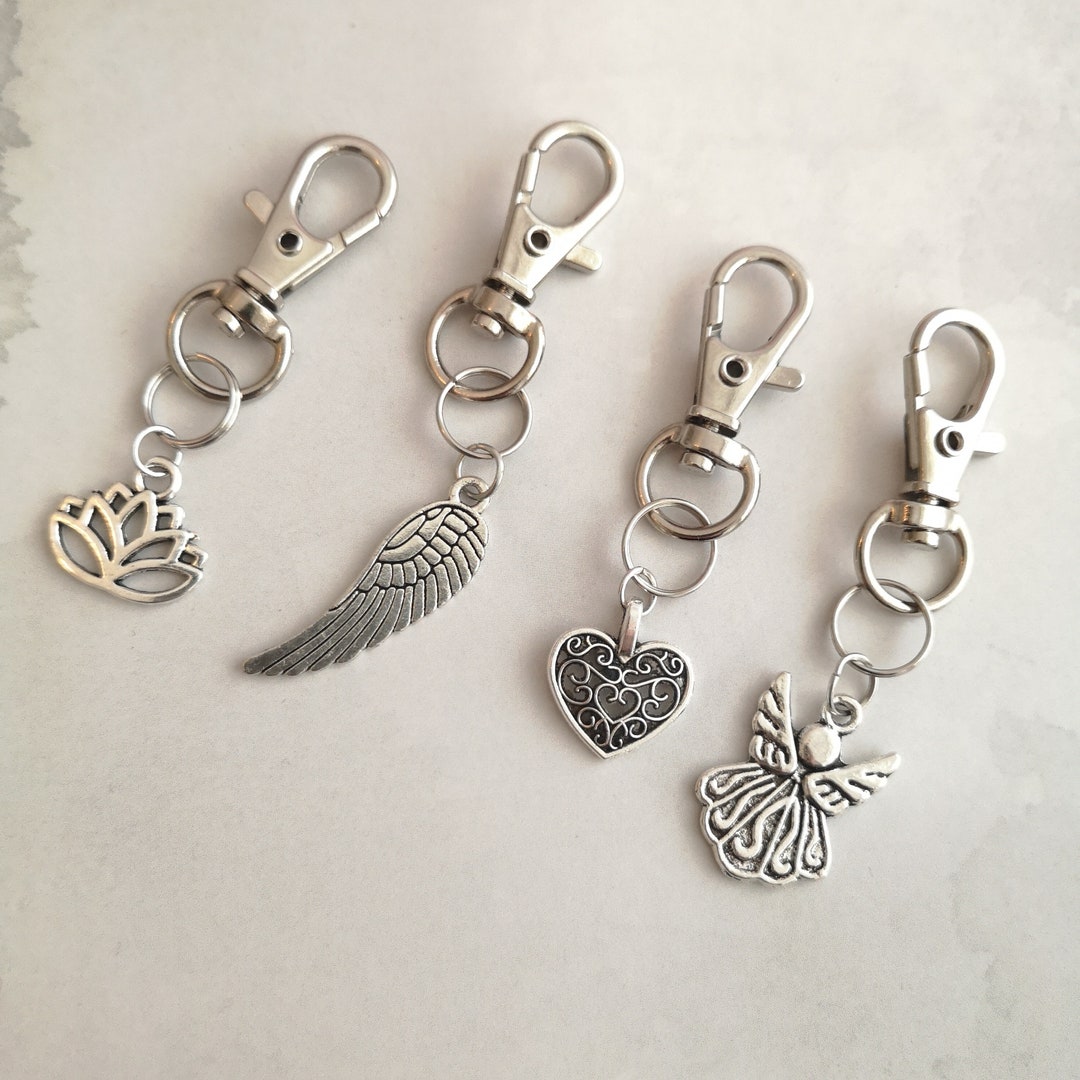 Set of 4 Purse Charms, Heart Handbag Charm, Zipper Pulls, Keyring ...