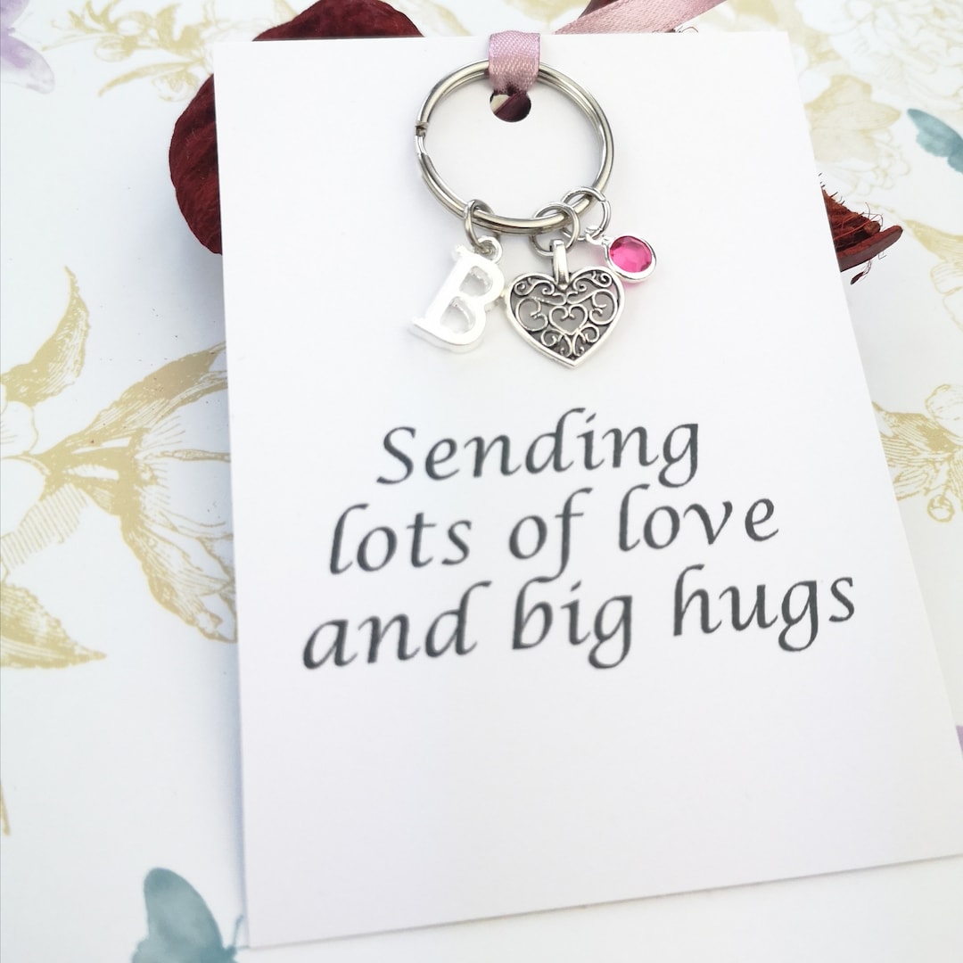 Cheer up Gift, Encouragement Gift, Heart Keychain, Personalized Keyring ...