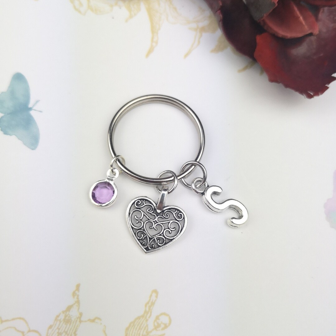 Personalised Keyring, Initial Letter, Heart Key Ring, Small Gift ...