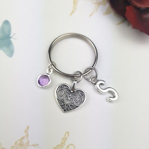 Personalised Keyring, Initial Letter, Heart Key Ring, Small Gift ...