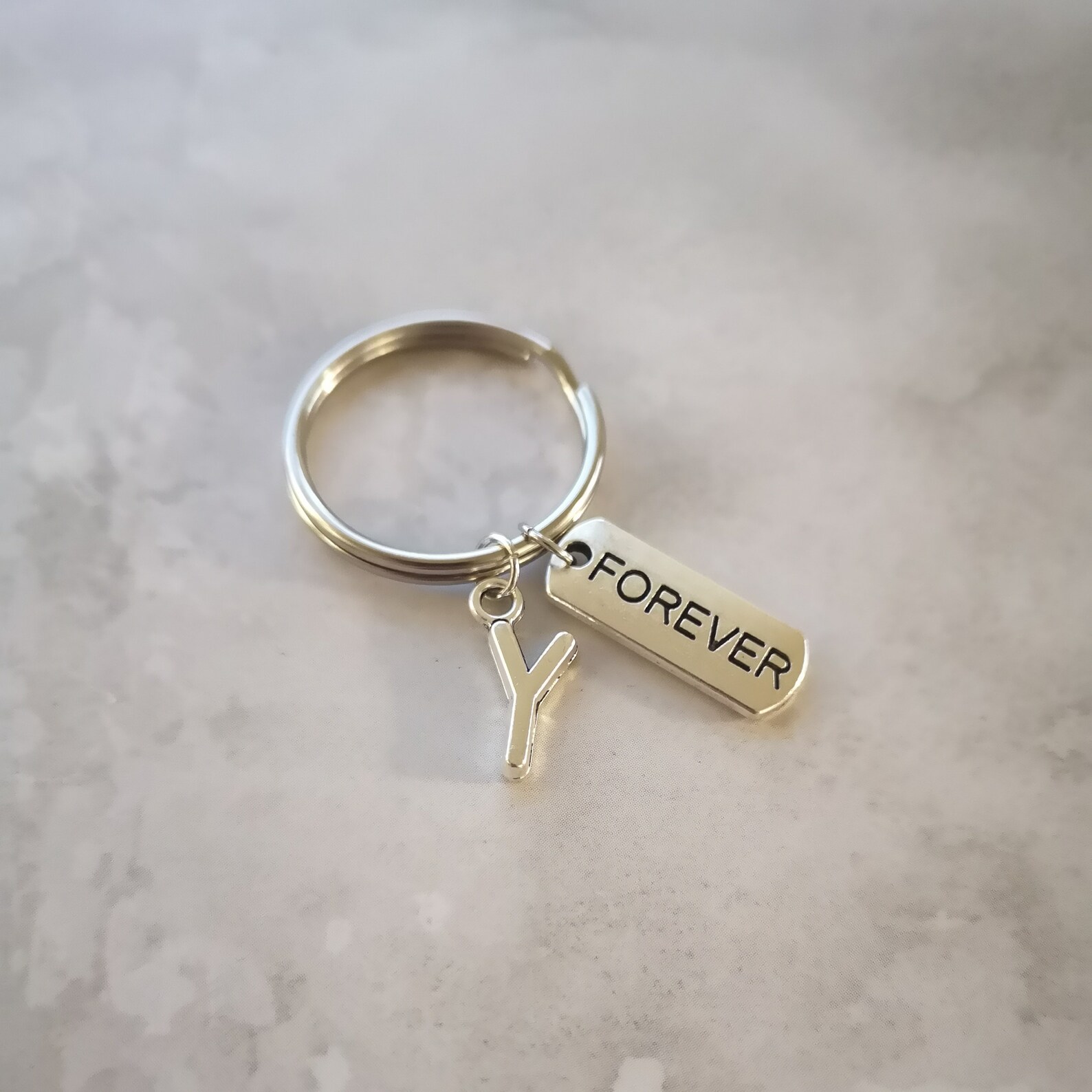 Forever Keyring Personalized Keychain Initial Keychain - Etsy