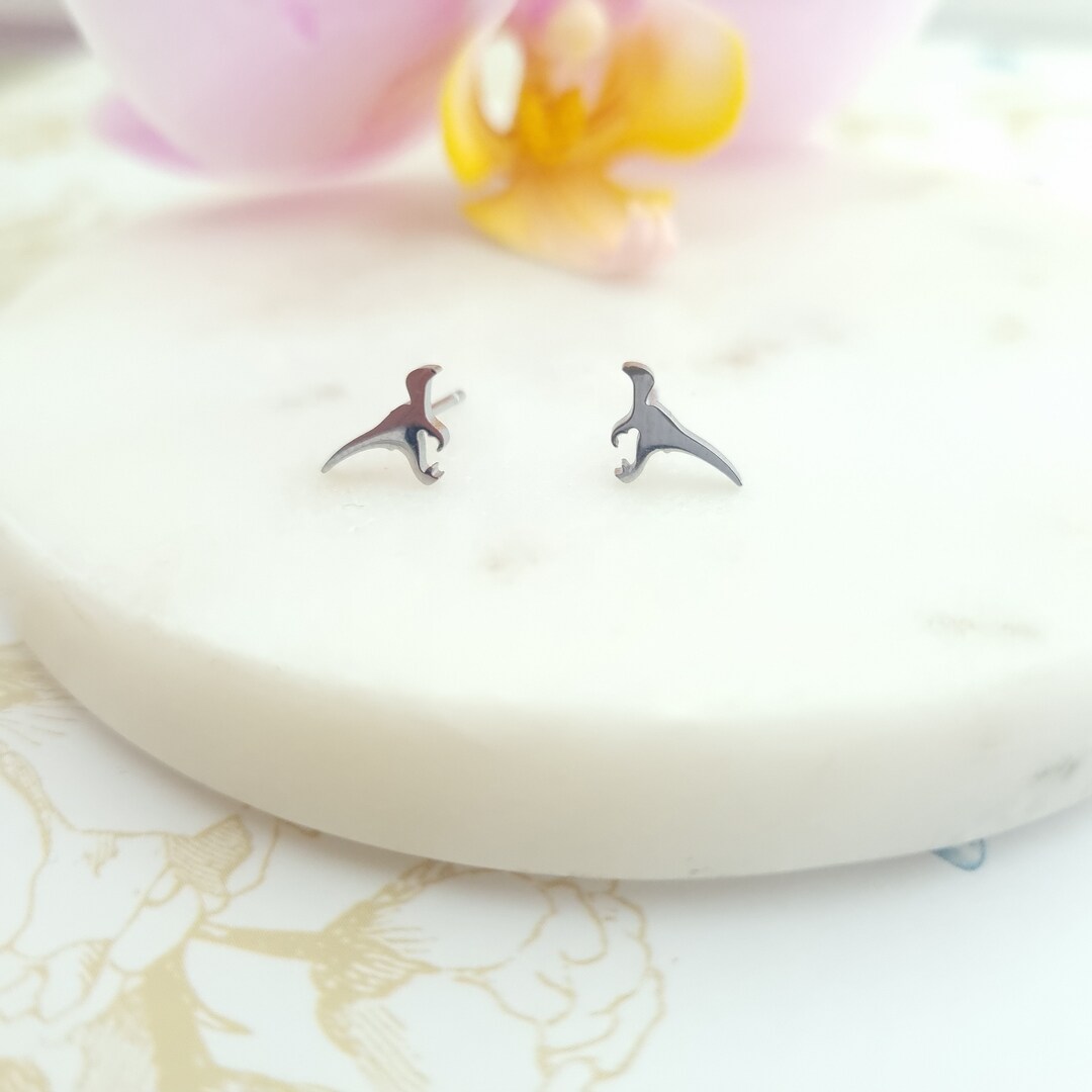 Dinosaur Stud Earrings, Cute Small Dino Studs, Delicate Dinosaur Stud Earrings, Animal Jewellery ...