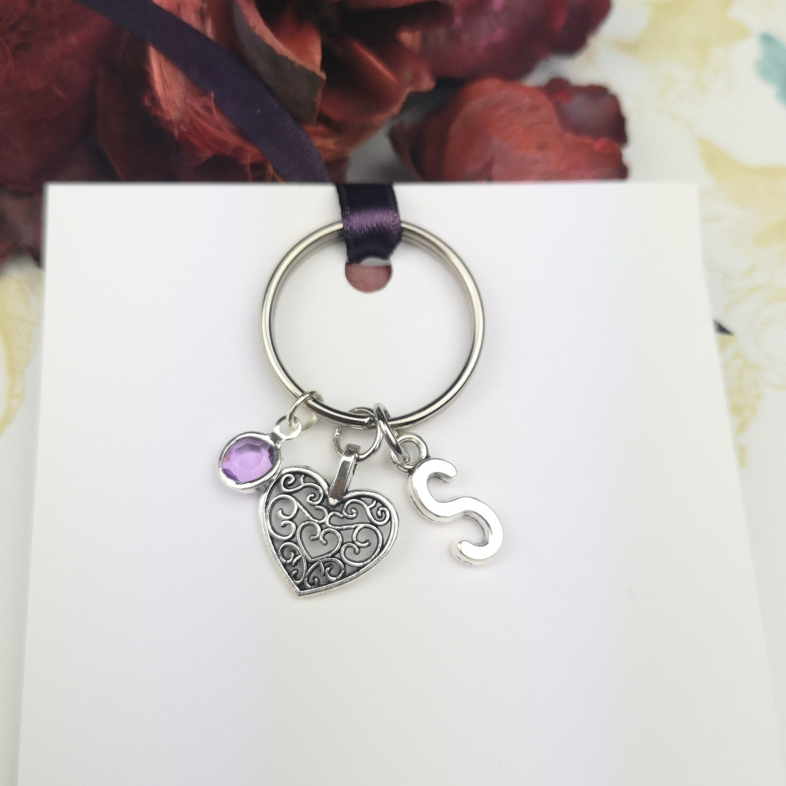 Personalised Keyring, Initial Letter, Heart Key Ring, Small Gift ...