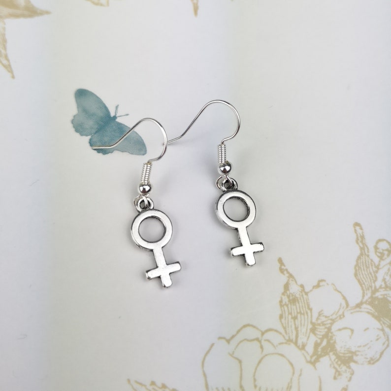 Lesbian Earrings Feminist Jewelry Silver Dangle Drop Etsy