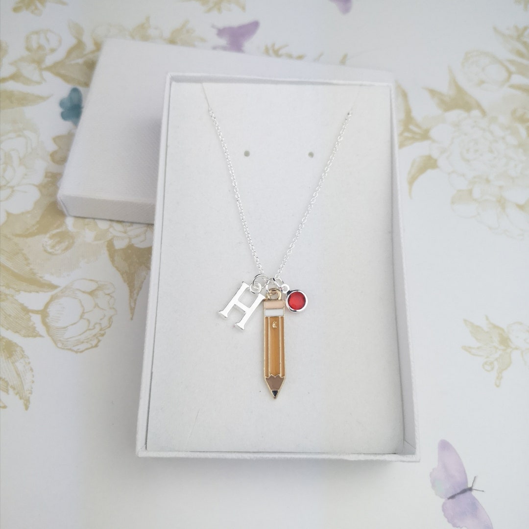 Back to School Gift, Pencil Necklace, Cute Personalised Gift, First Day ...