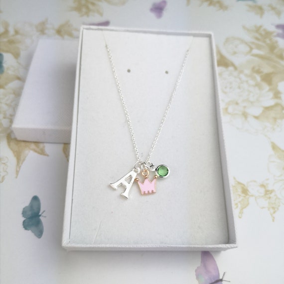 Crown Necklace Princess Necklace Personalised Gift Gift for Little Girls Kids Name Necklace Cute Letter Necklace Children Jewelry Etsy